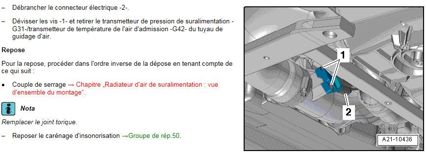 Recherche emplacement capteur suralimentation A3 8P 140 2009 ...
